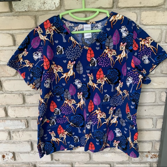 Disney | Tops | Disney Medical Scrubs With Bambi And Forest Friends ...